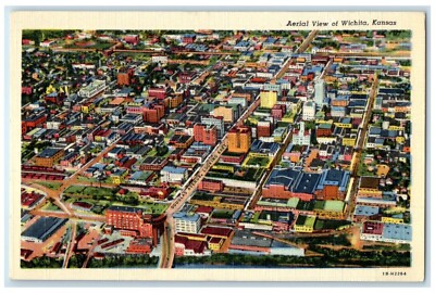 c1940 Aerial View Exterior Building Wichita Kansas KS Vintage Antique ...