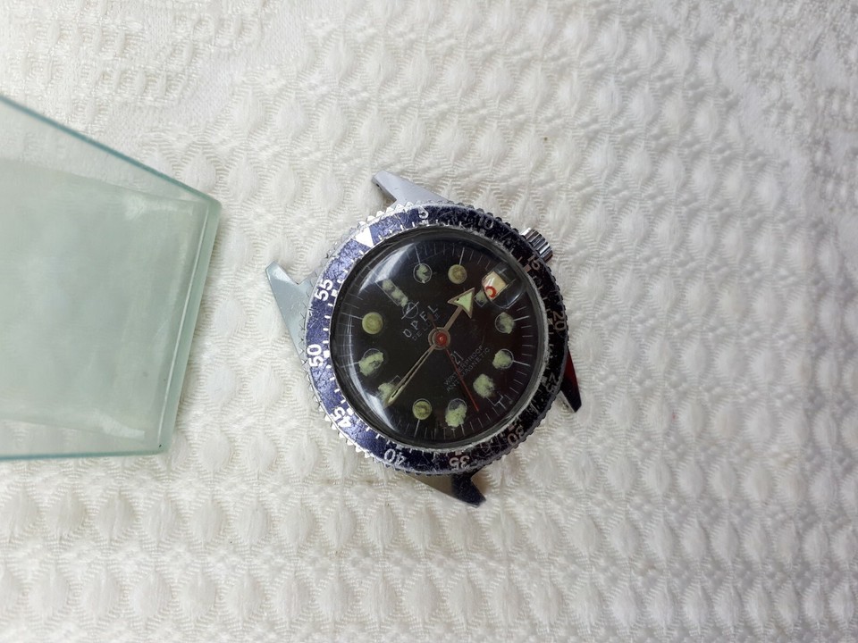 VINTAGE OPEL DE LUXE DATE SWISS MADE WRIST WATCH MEN’S ROTATE BEZEL ...