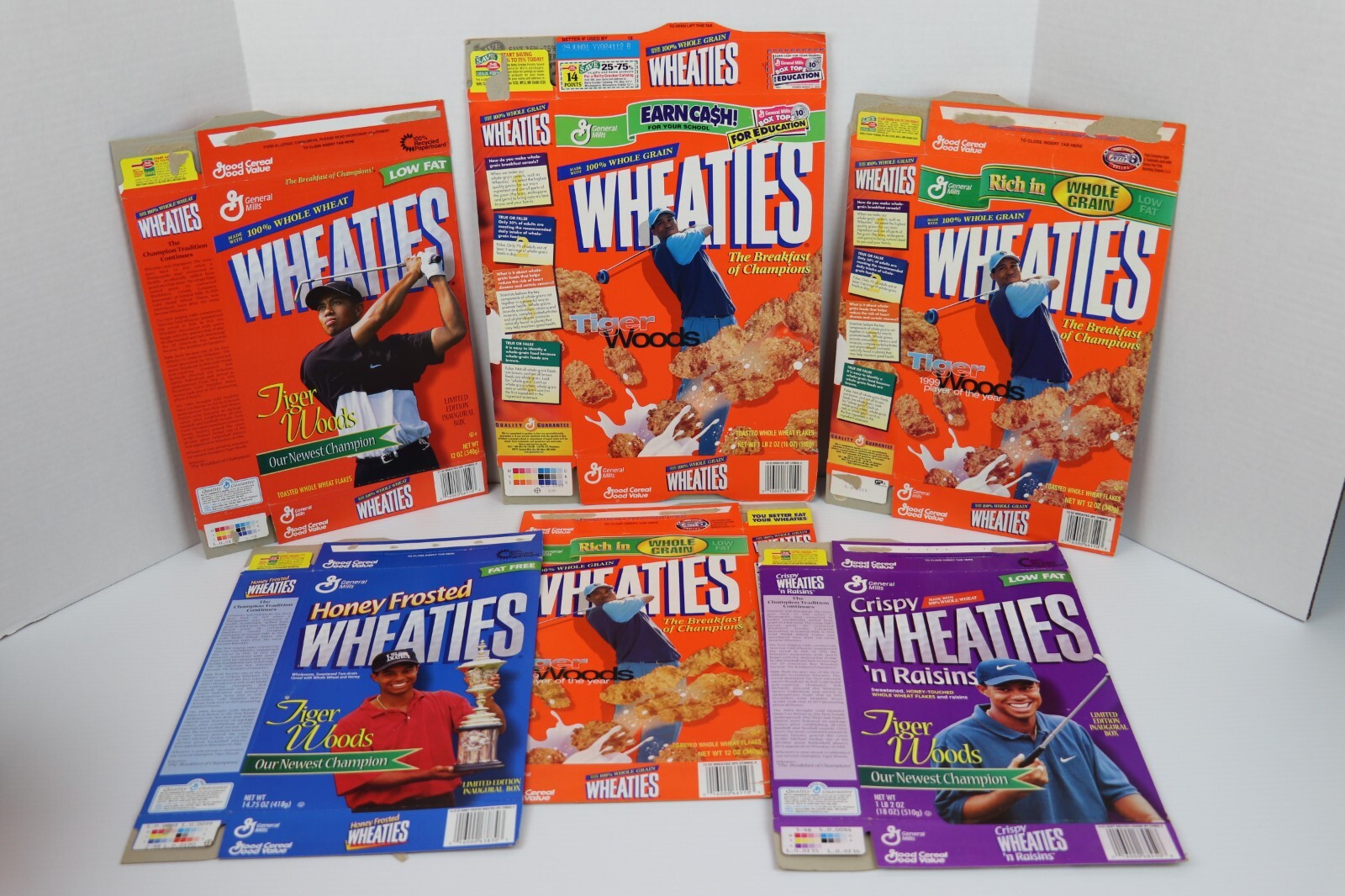 Vintage Tiger Woods Wheaties Box Collection Lot of 6 Player of The Yer ...