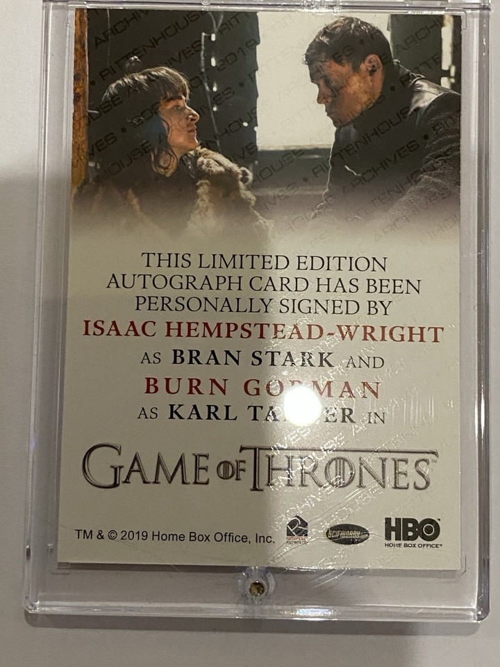 Game Thrones Dual Autograph Card Isaac Hempstead-Wright Bran Stark Burn ...