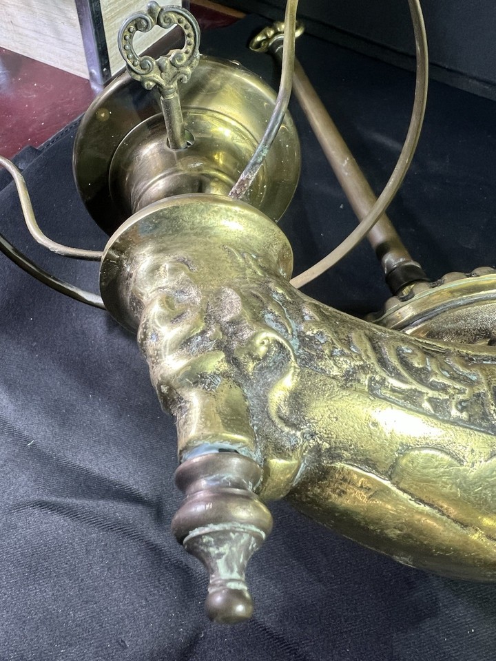 Rare Fabulous Antique Gilt Brass Harvard Student Lamp “Genie Oil ...