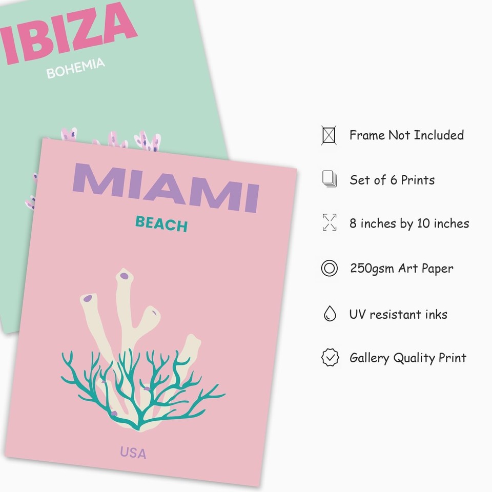 JarThenaAMCS 6Pcs Pink Preppy Travel Wall Art Prints Abstract Aesthetic ...