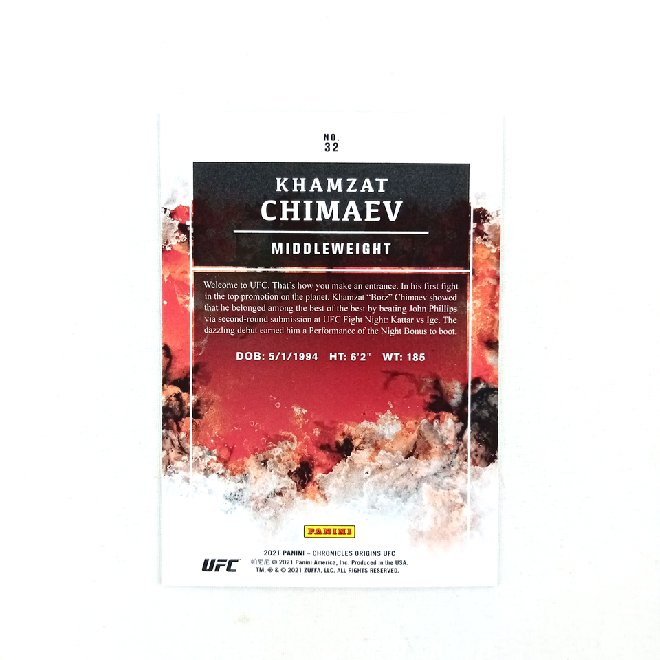 Khamzat Chimaev UFC Rookie Card Origins Ultimate Fighting Championship ...