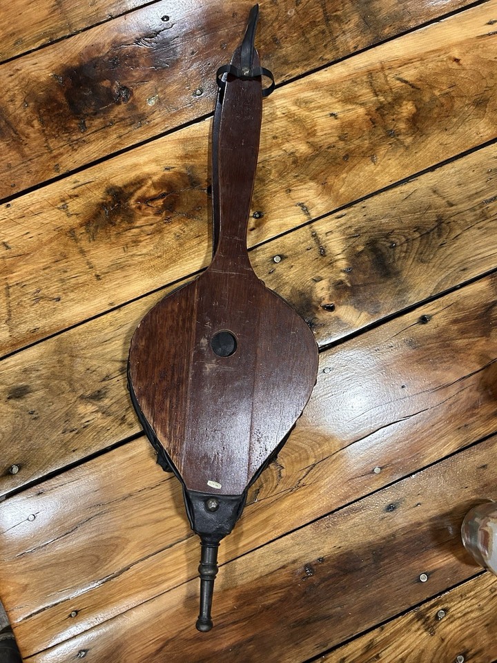 Vintage Blower medium Wood Leather Fireplace Stove Smoke Bellows Fire ...