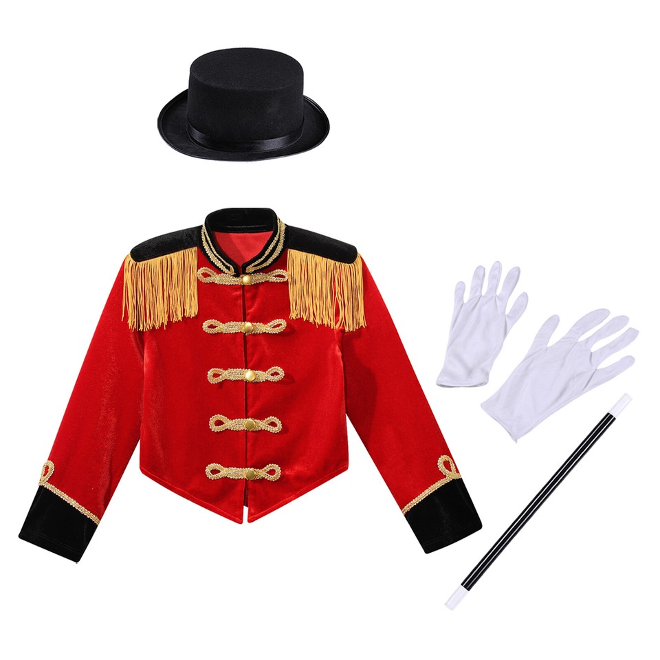 Boy Girls Circus Ringmaster Jacket Tassel Coat Marching Band Uniform ...