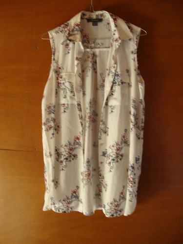 Primark Cream Floral Long Sleeveless Top Size 10 *Item being sold for ...