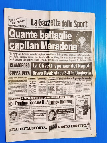 Gazette Dello Sport 9 Mai 1985 Maradona-Olivetti-Napoli-Real Madrid ...