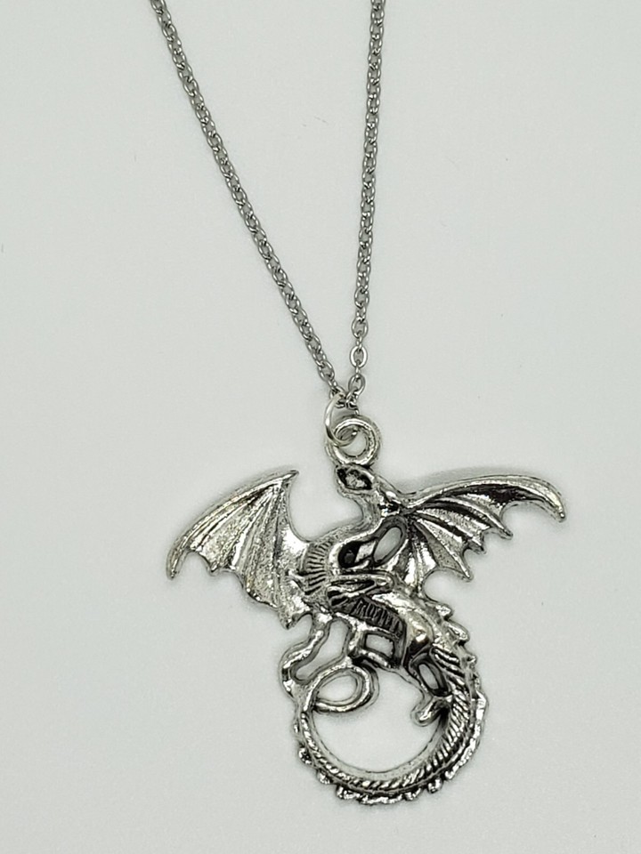 Dragon Necklace Large Silver Dragon Pendant on Stainless Steel Chain | eBay