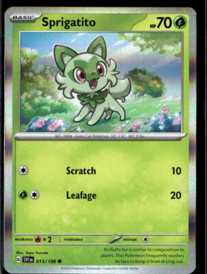 Pokemon Sprigatito 013/198 Scarlet Violet Base Holo Common 2 Card Lot ...