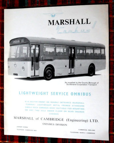 MARSHALL CAMBUS LIGHTWEIGHT SERVICE BUS SALES BROCHURE c.1962 ...