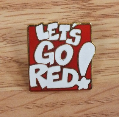 Unbranded Red and Gold Tone Collectible "Let's Go Red!" Pin / Brooch ...