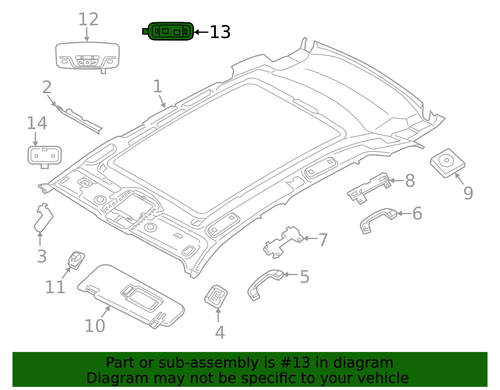 BMW X5 G05 ROOF PANORAMA GLASS LEFT LIGHTING 63317911115 19-20 ORIGINAL ...