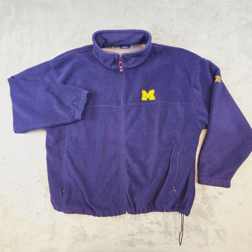 Michigan Wolverines Fleece Jacket Men's 2XL Blue Full Zip Lined Pro ...