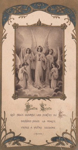 Ancienne image pieuse Hostie Sainte qui nous ouvrez les portes du Ciel ...