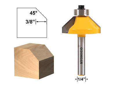 45 Degree Chamfer Edge Forming Router Bit - 1/4" Shank - Yonico 13105q ...