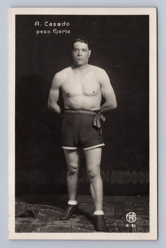 Handsome Muscular Spanish Boxer "A Casado" RPPC Antique Boxing Photo ...