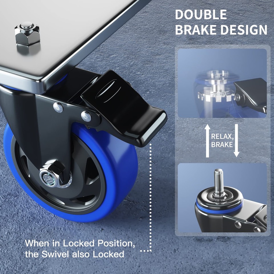 Stem Caster Wheels 4 inch Heavy Duty Threaded Stem Mount Casters Set of ...