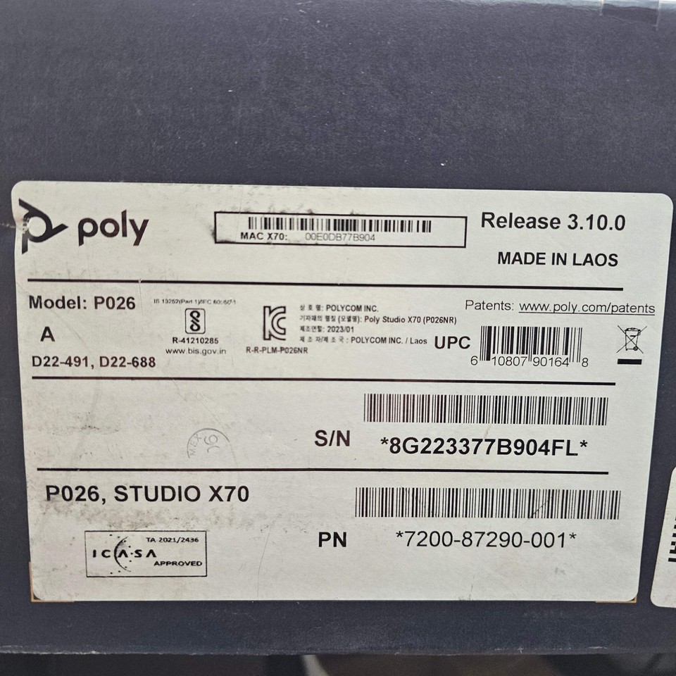 New POLYCOM Poly Studio x70 All-In-One Video Bar P026 610807901648| eBay