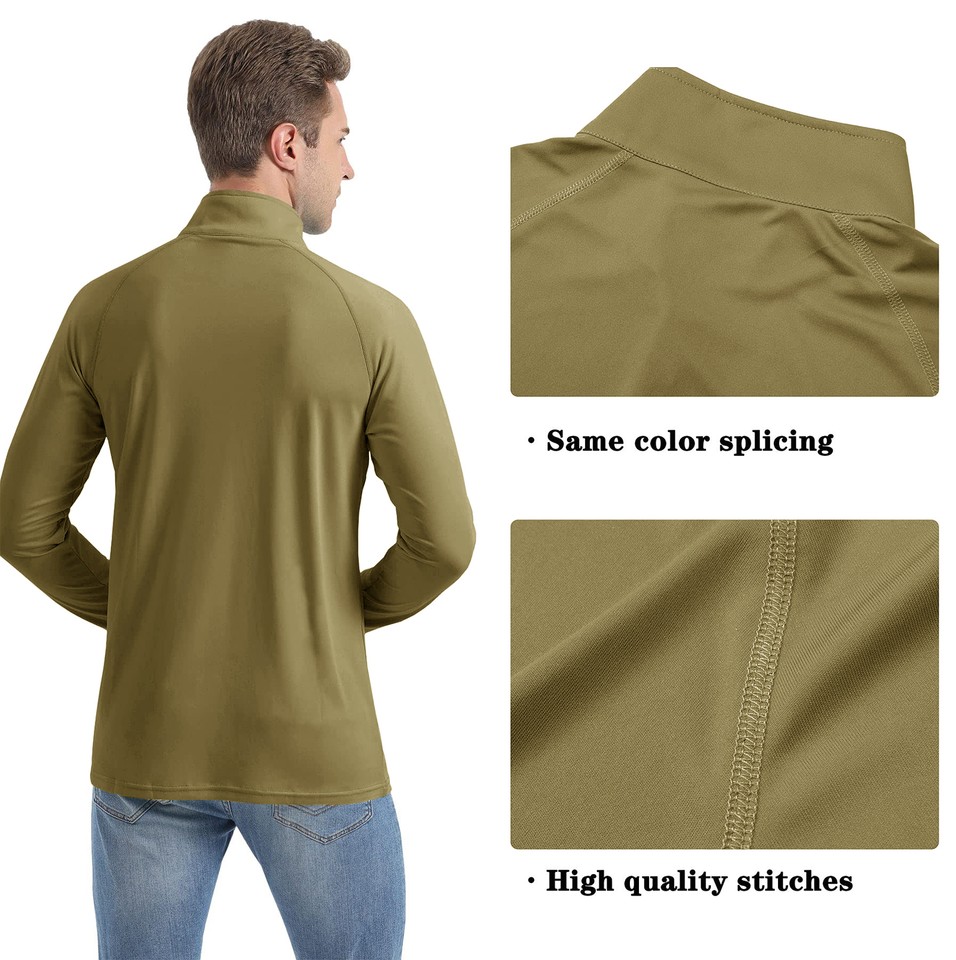 UPF50+ Men's 1/4 Zip Sun Block UV Shirts Long Sleeve Performance ...