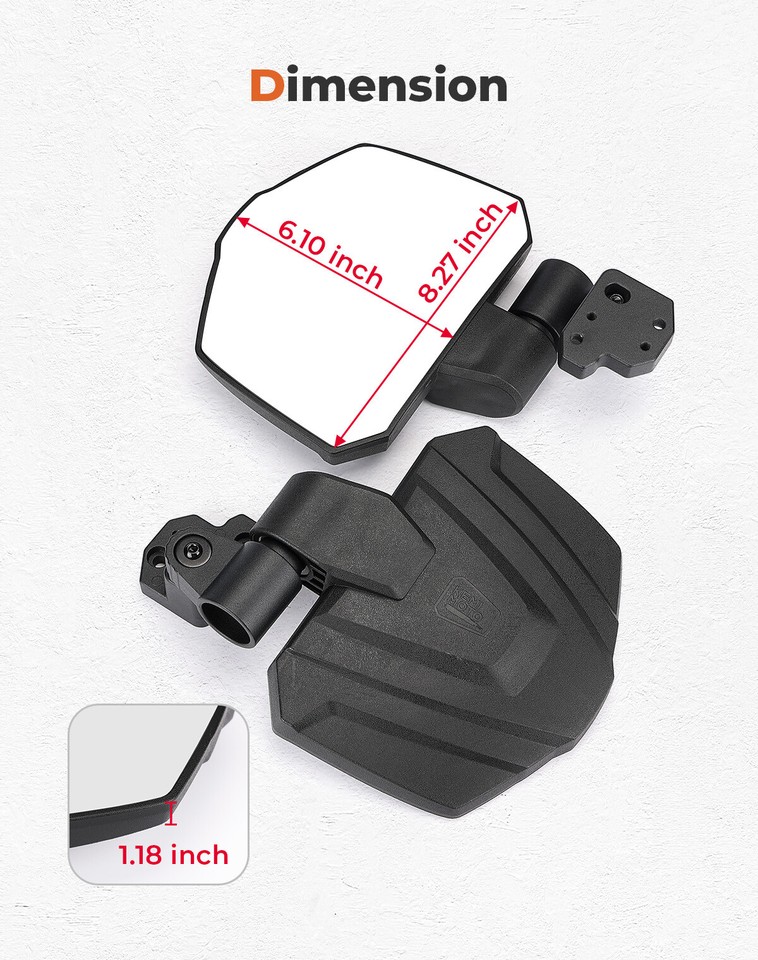 715002459 2PCS Left and Right UTV Side Mirrors For 2016-2025 Can Am ...