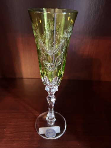 Varga Art Crystal Yellow Green St Tropez Fluted Champagne Glass ...