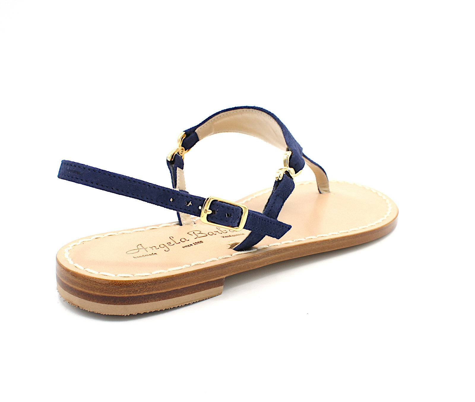 Sandali Artigianali da Donna in cuoio infradito blu bassi Capri ...