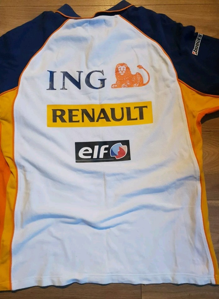 Renault F1 Shirt Mens 2XL XXL White ING ELF FERNANDO ALONSO 2007 Pit ...