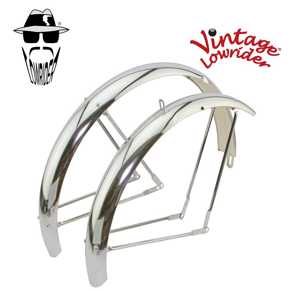 GENUINE VINTAGE LOWRIDER 26" CLASSIC STANDARD STEEL BALLOON FENDER SET ...