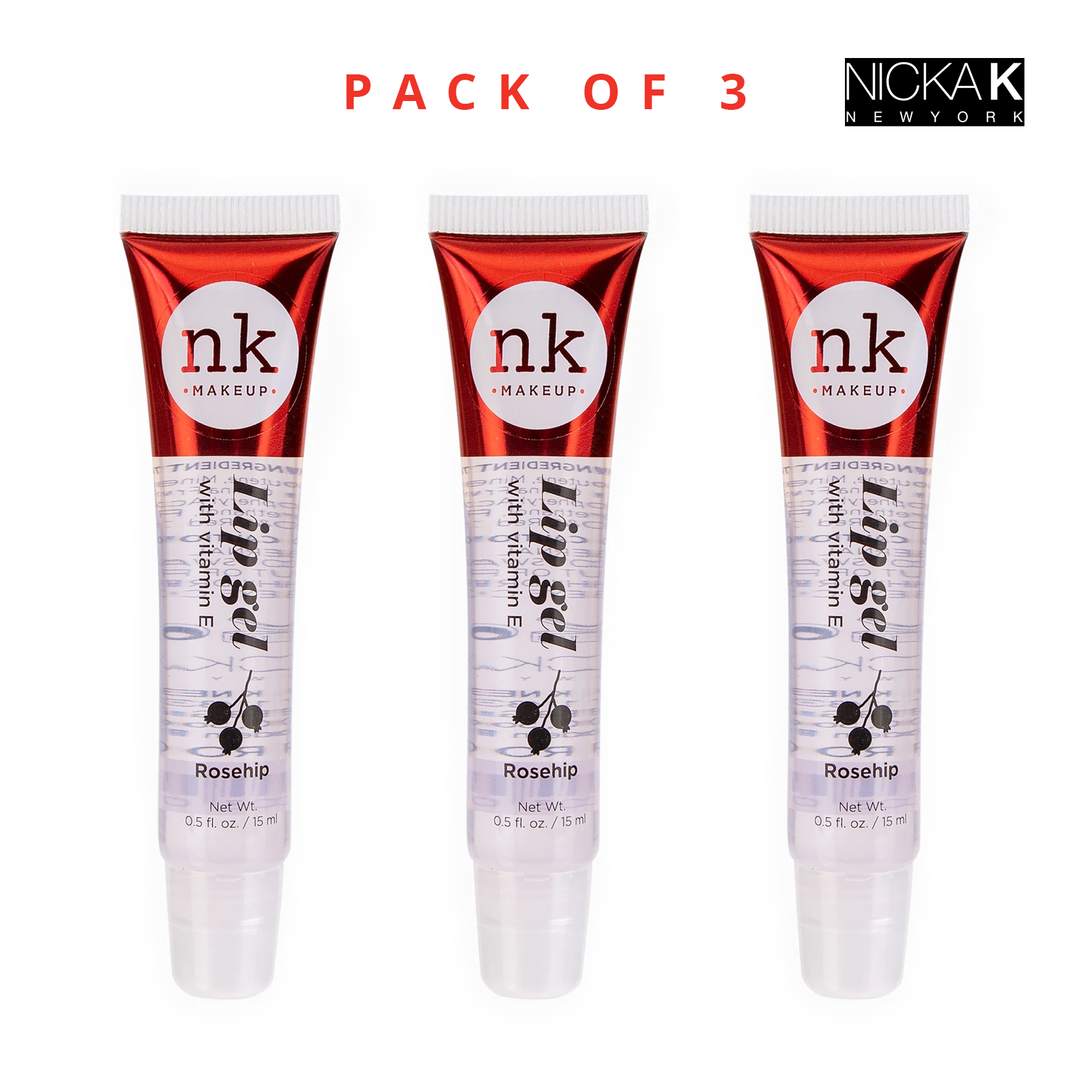 NICKA K (NK) Hydrating Lip Gel Assorted Collection Clear, Cherry ...
