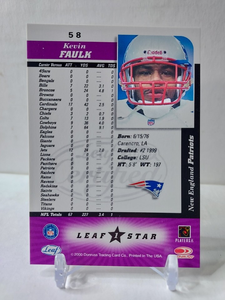 2000 Leaf Certified Football #58 Kevin Faulk New England Patriots | eBay