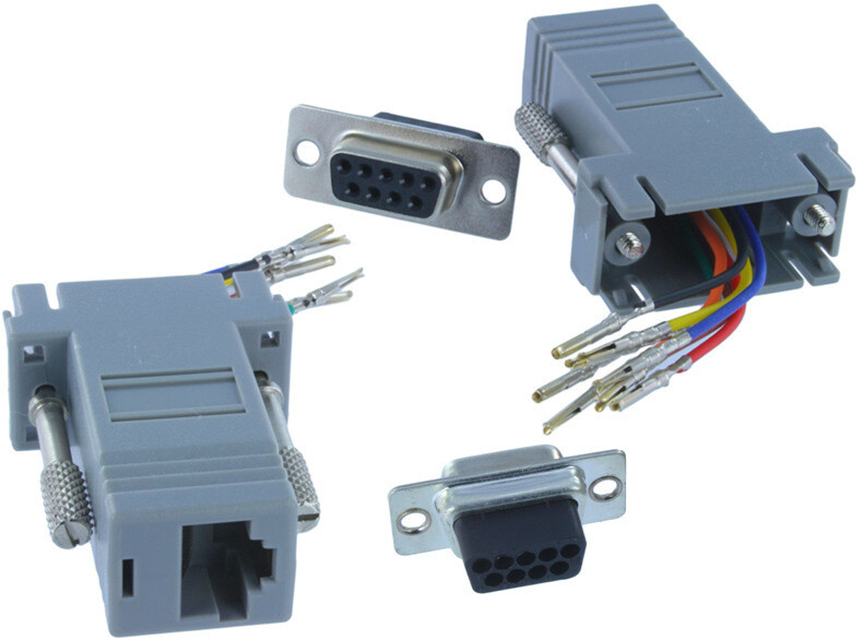 5Pcs DB9 9 Pin RS232 Serial Port Female to RJ45 Female Network Adapter ...