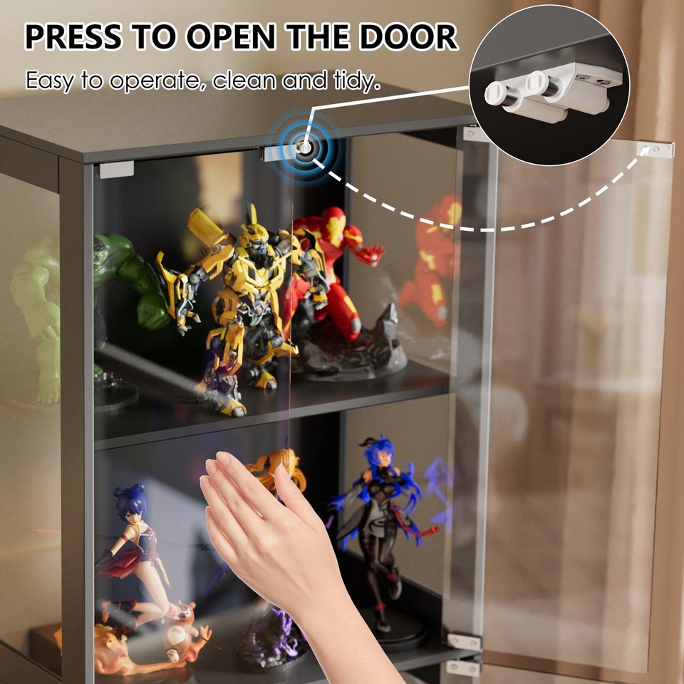 Glass Display Cabinet Collection Standing Display Case Double Door with ...