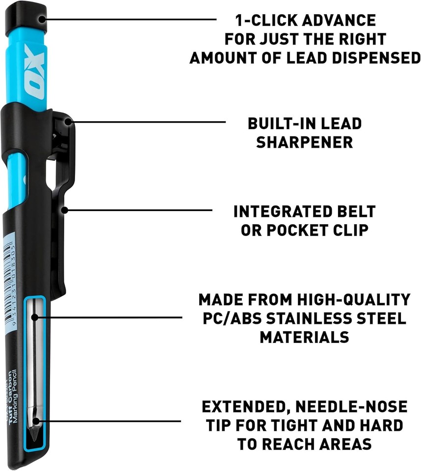 OX Tools Carpenter Pencils Pro Tuff Carbon Marking Pencil 4 piece set ...