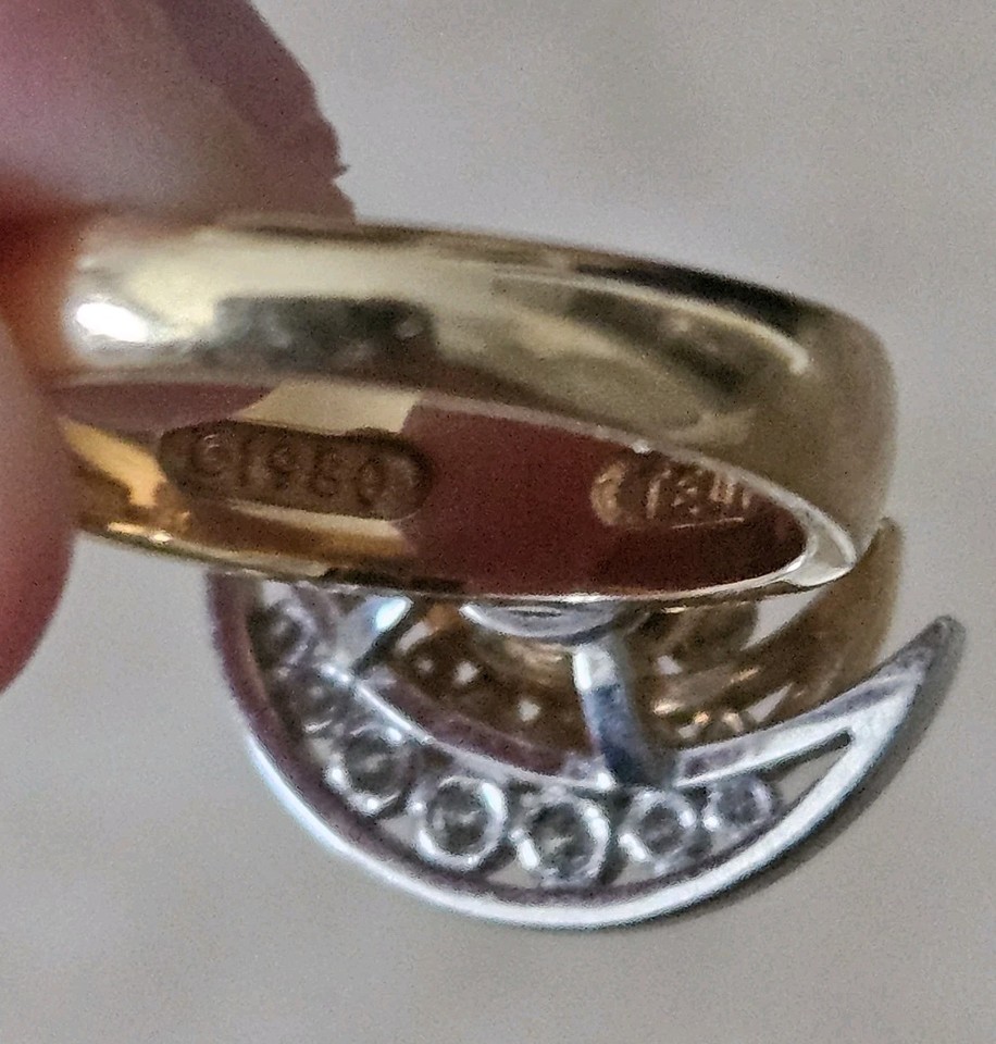 VINTAGE ESTATE NORMAN TEUFEL SUN MOON DIAMOND 14K GOLD SPINNER SPIN ...