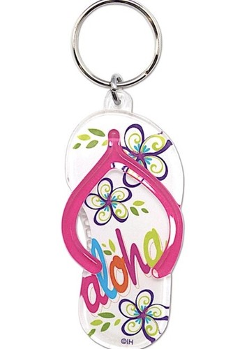 Hawaiian Acrylic Beach Slipper Flipflop Sandal Keychain Bold Aloha ...