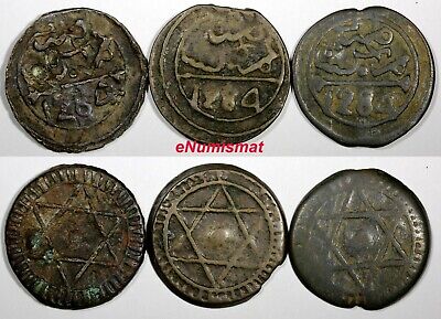 Morocco Sidi Mohammed IV LOT OF 3 COINS AH1284(1868) 4 Fulus Morocco Sidi Mohammed IV LOT OF 3 COINS AH1284(1868) 4 Fulus