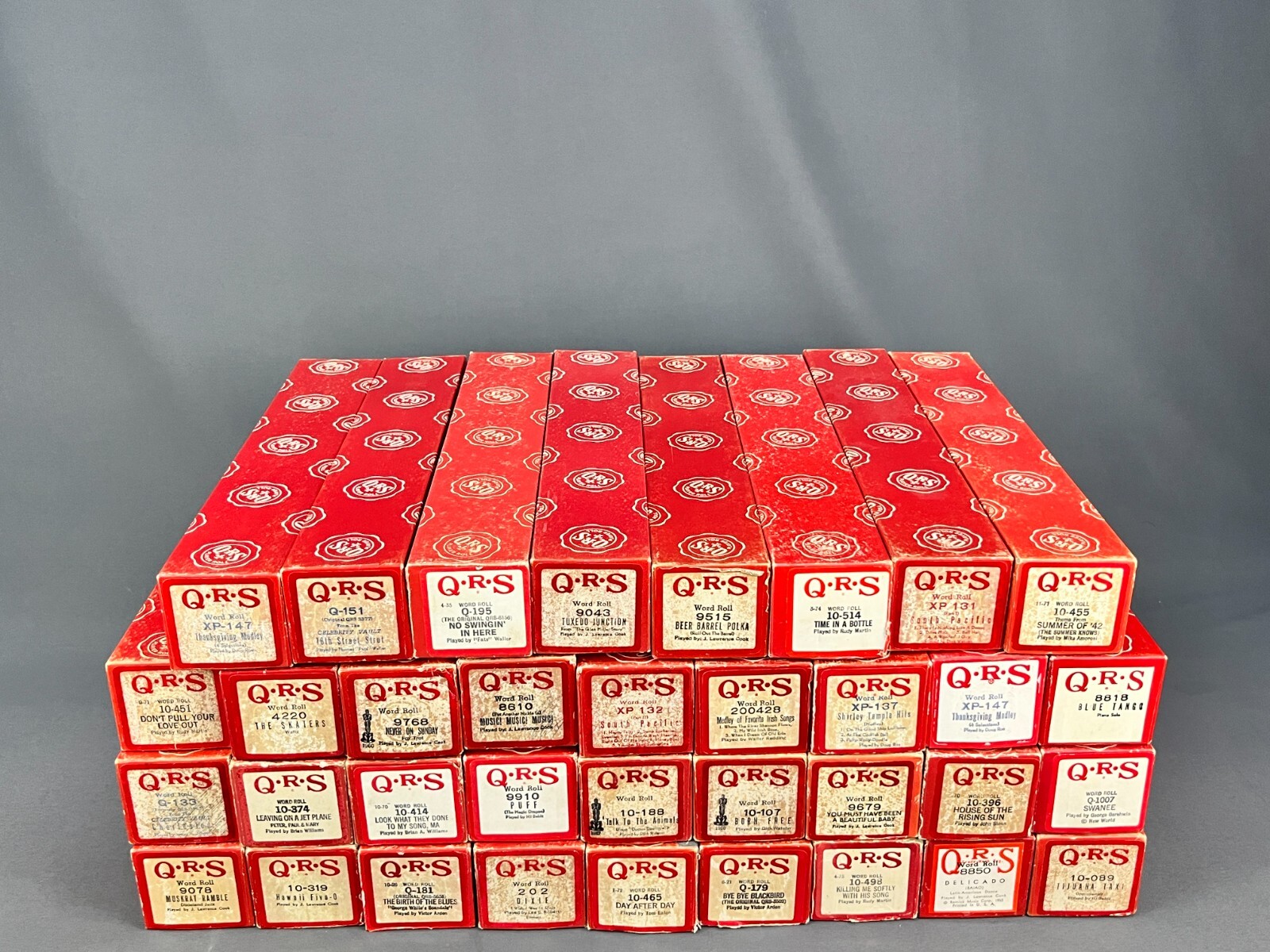 Lot of 35 QRS PLAYER PIANO Word-Rolls All Original Boxes & Labeled (1 ...