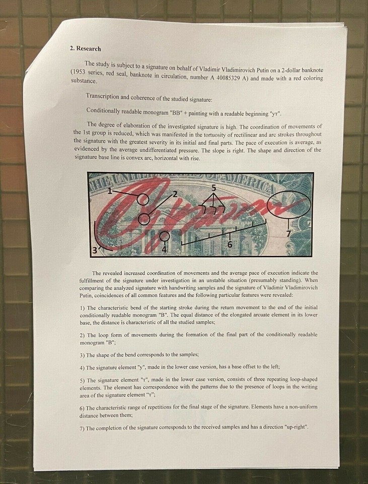 Autograph Vladimir Putin Signed $2 Banknote – RUS COA Expert ...