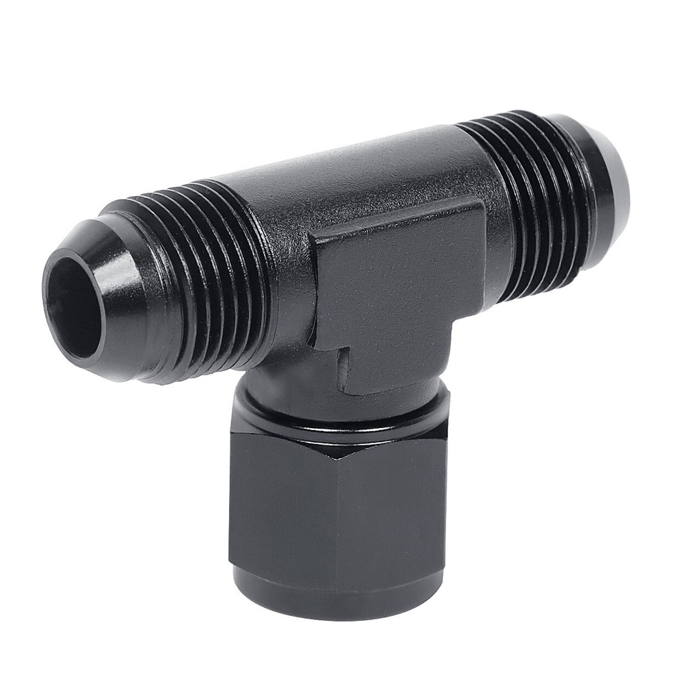 3-Way 8AN Male Tee Fitting Adaptor with AN8 Female Swivel on Side Black ...
