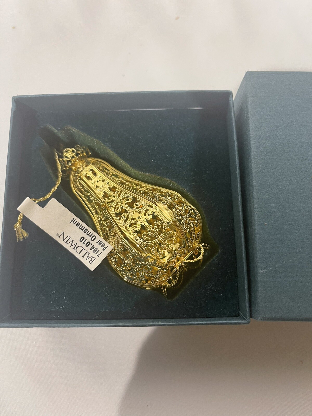 Baldwin Pear ornament with Box Brass With 24 Kt Gold Finish for sale ...