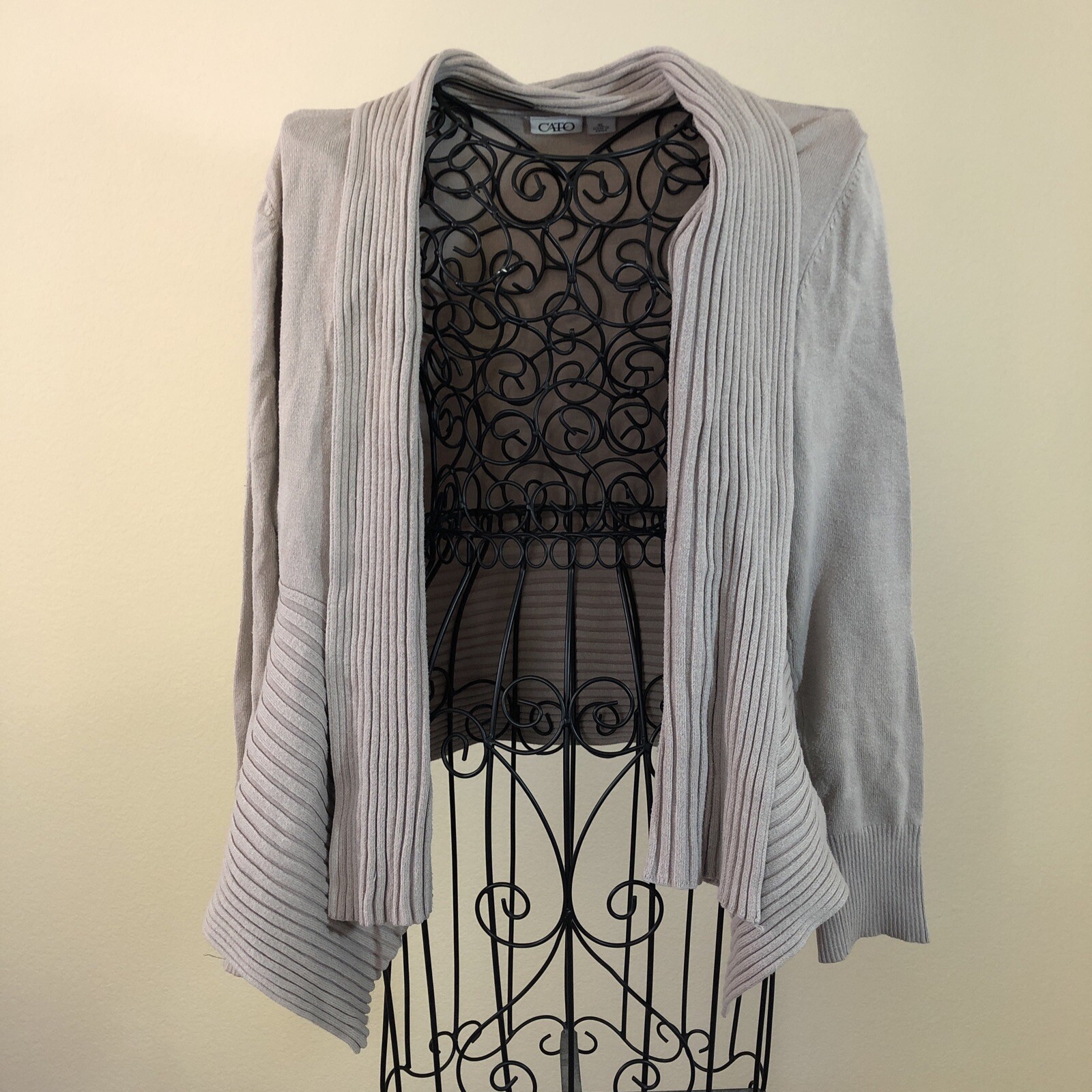 Cato Women's Long Sleeve Pullover Cardigan Sweater, Tan Ivory, Size XL ...