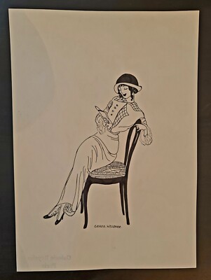 GERDA WEGENER. HANDMADE INK DRAWING ON PAPER, SIGNED, stamped, A4 | eBay