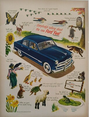 1949 vintage Ford automobile print ad. Blue car, post WW2. | eBay