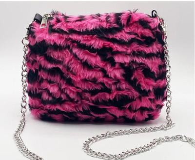 ** BAG Zip Small Lined Bright Pink Zebra Print Clutch Bag Handbag with ...