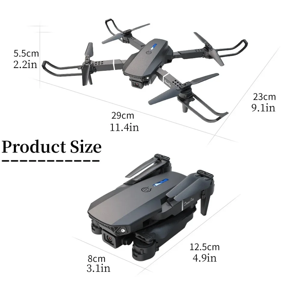 E88 Drone with HD Dual Camera 3 Batteries Headless Mode One Key Landing ...