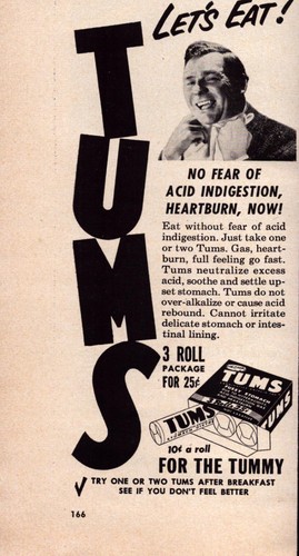 TUMS Acid Indigestion Heartburn Happy Man Ready to Eat Vintage Print Ad ...
