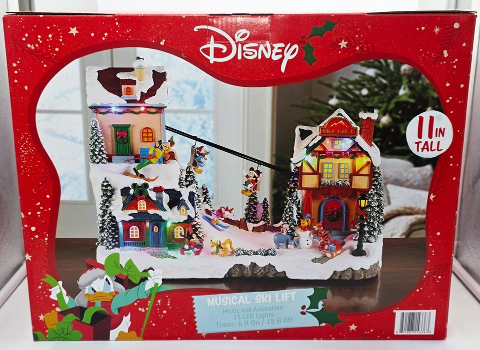 Disney Mickey Mouse & Friends 11” Musical Ski Lift Christmas Holiday ...