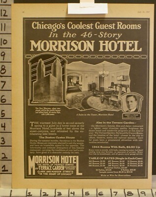 1927 HISTORIC ARCHECTURE MORRISON HOTEL CHICAGO TOWER SUITE TRAVEL AD ...