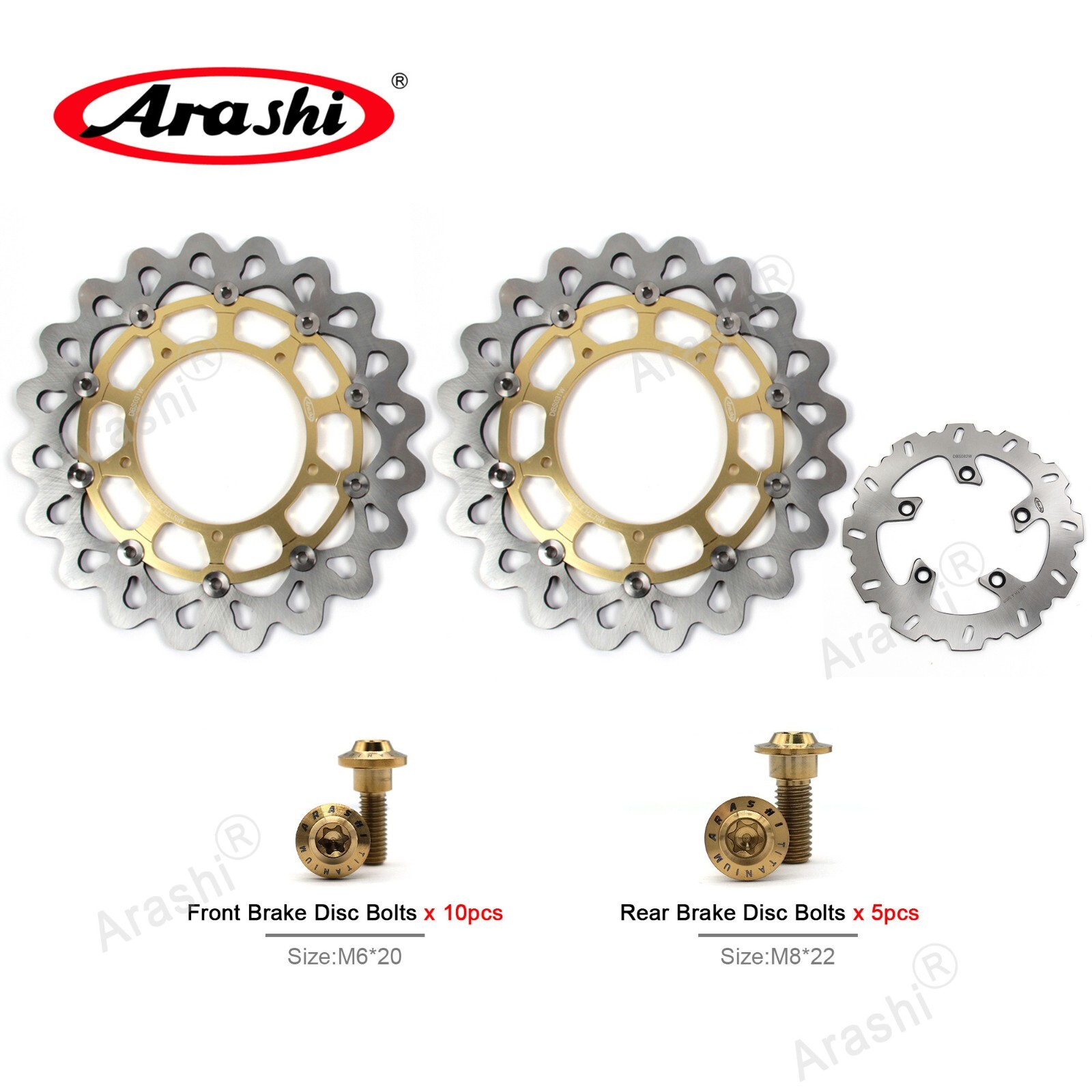 Front Rear Brake Disc Rotor + Bolts Screws For Yamaha FZ1 FAZER 1000 ...