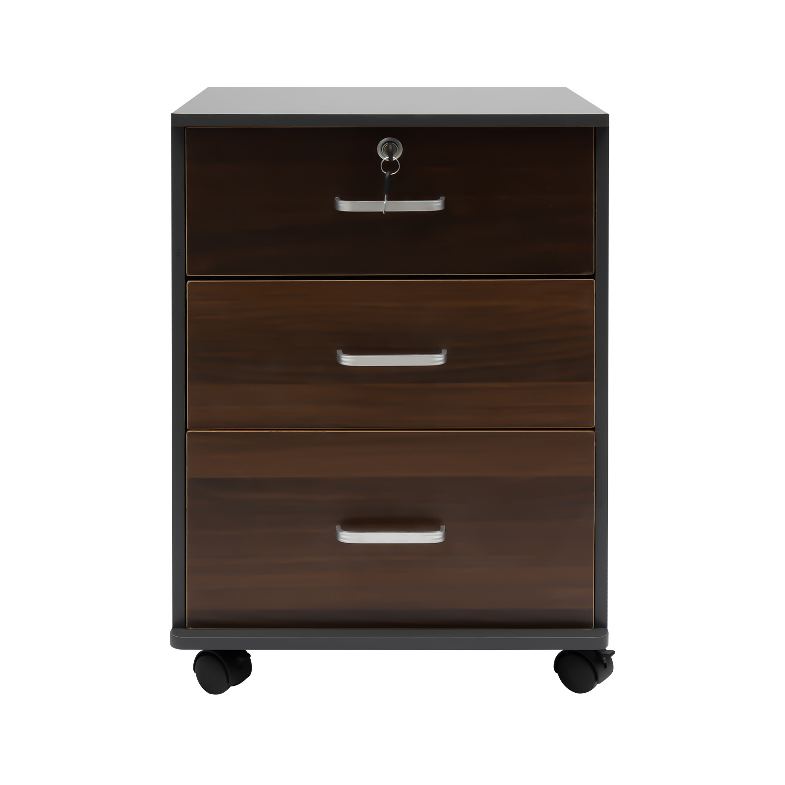 Rolling Office Cabinet Organizer File Storage Lock Wood Filing Cabinet ...